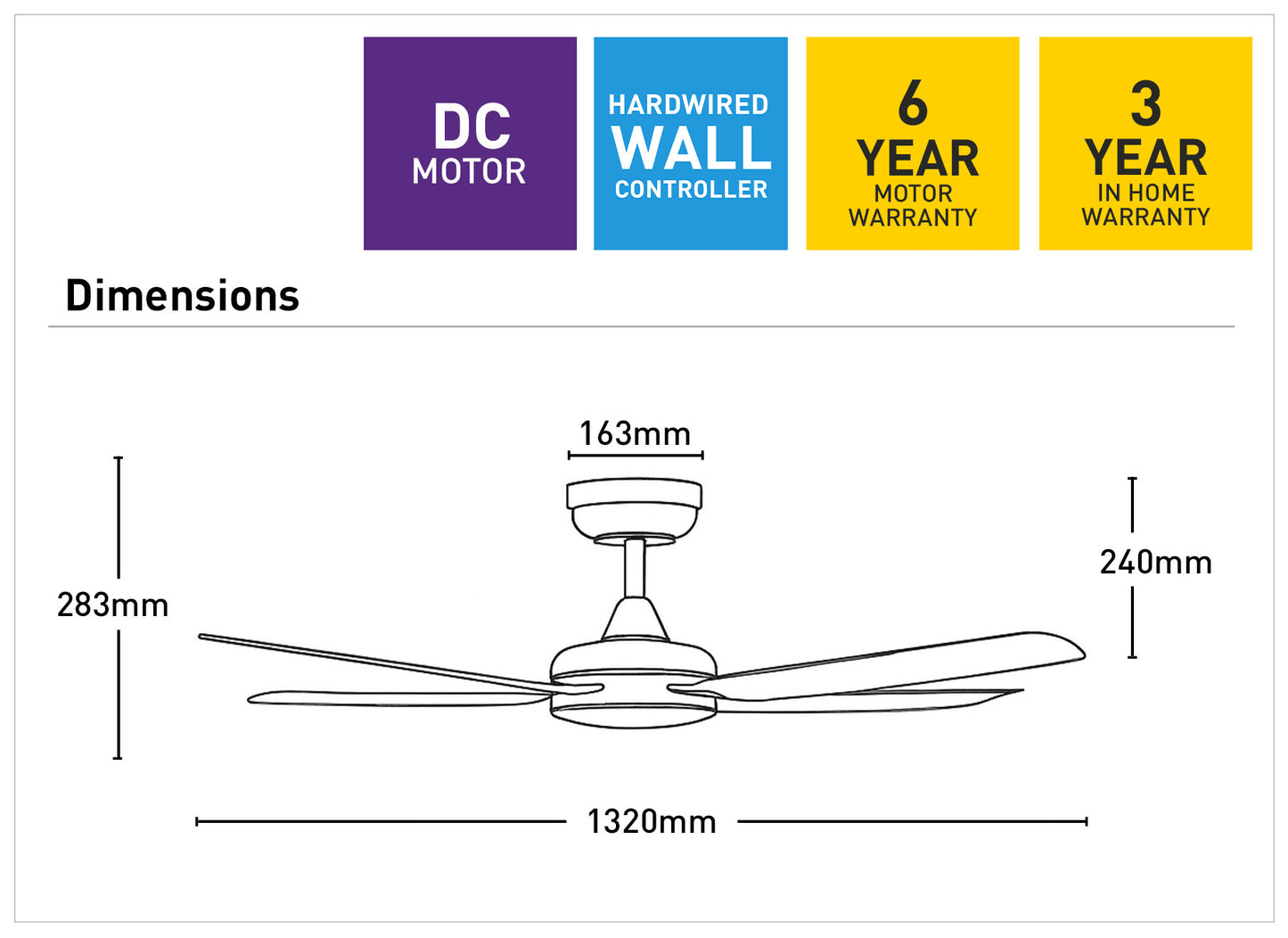 Colombo 132cm DC Ceiling Fan – Mercator