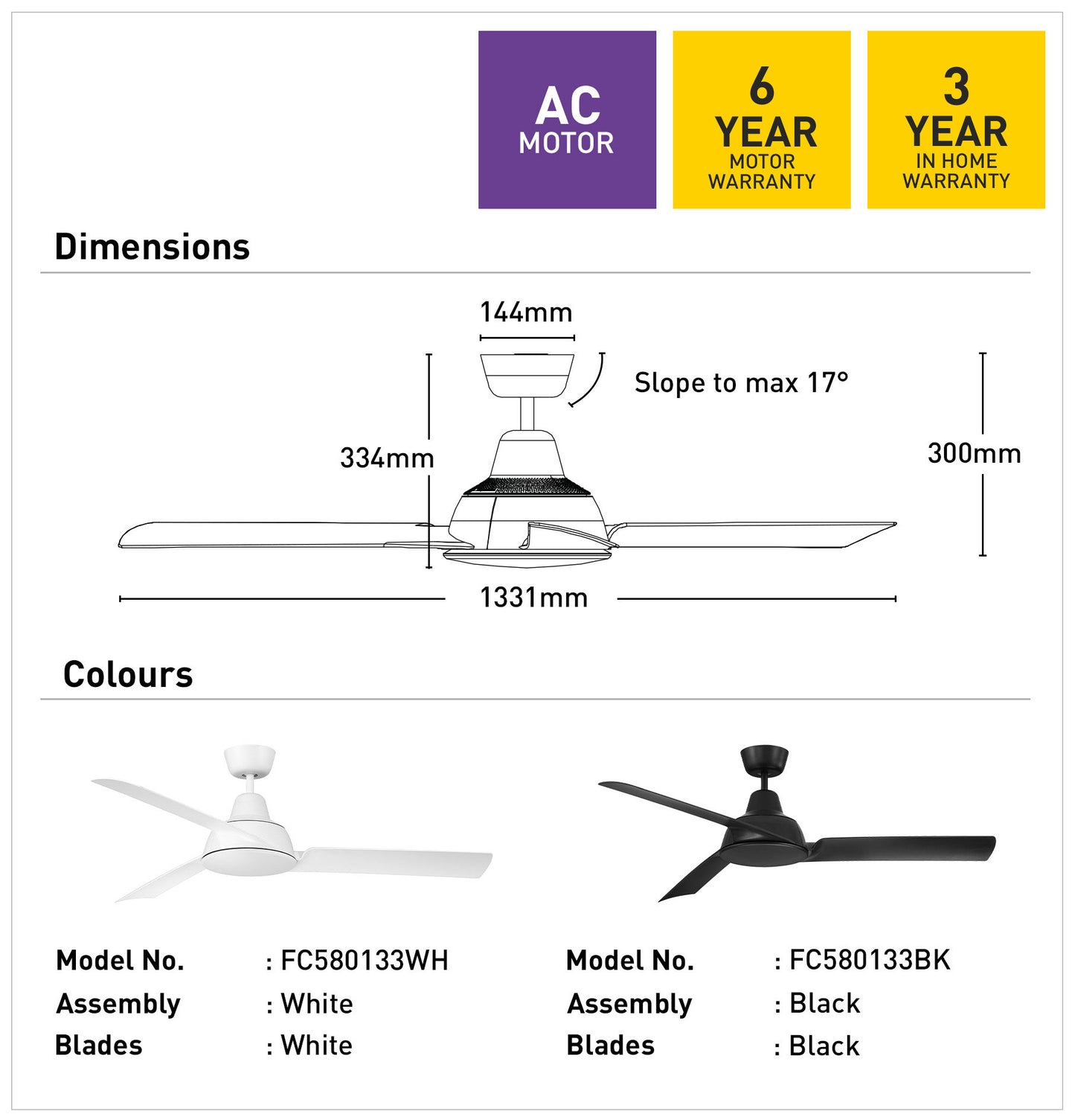 Airventure 133cm AC Ceiling Fan – Mercator