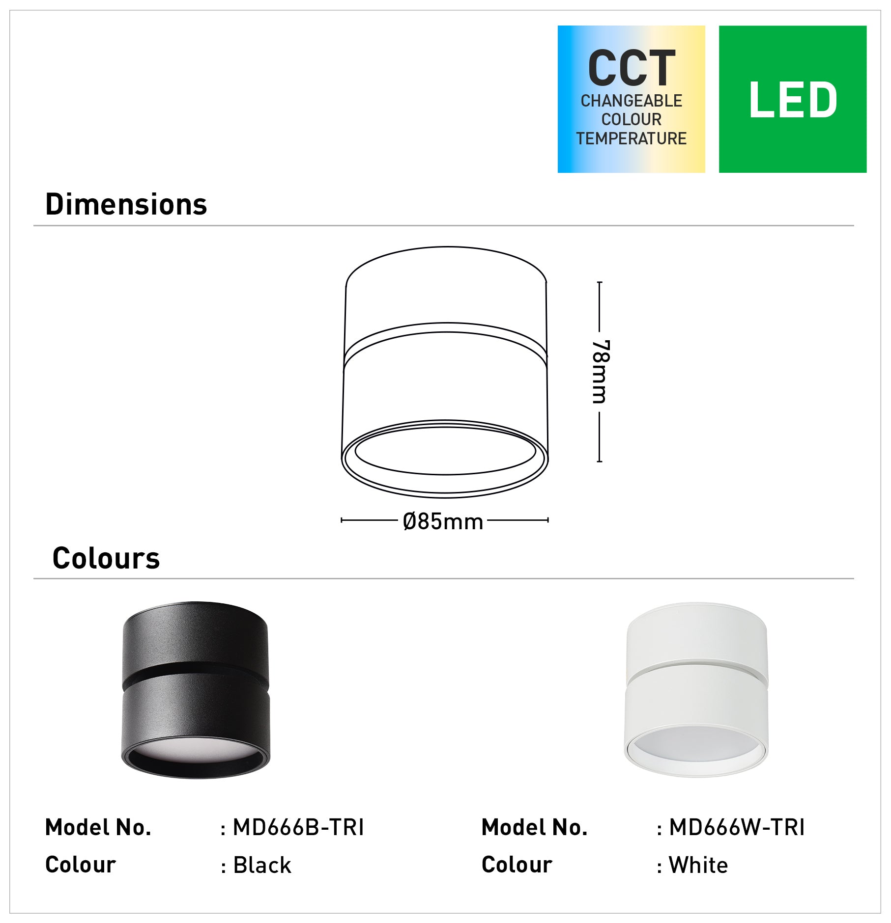 Diaz 12W Tri-Colour Surface Mount Downlight – Mercator