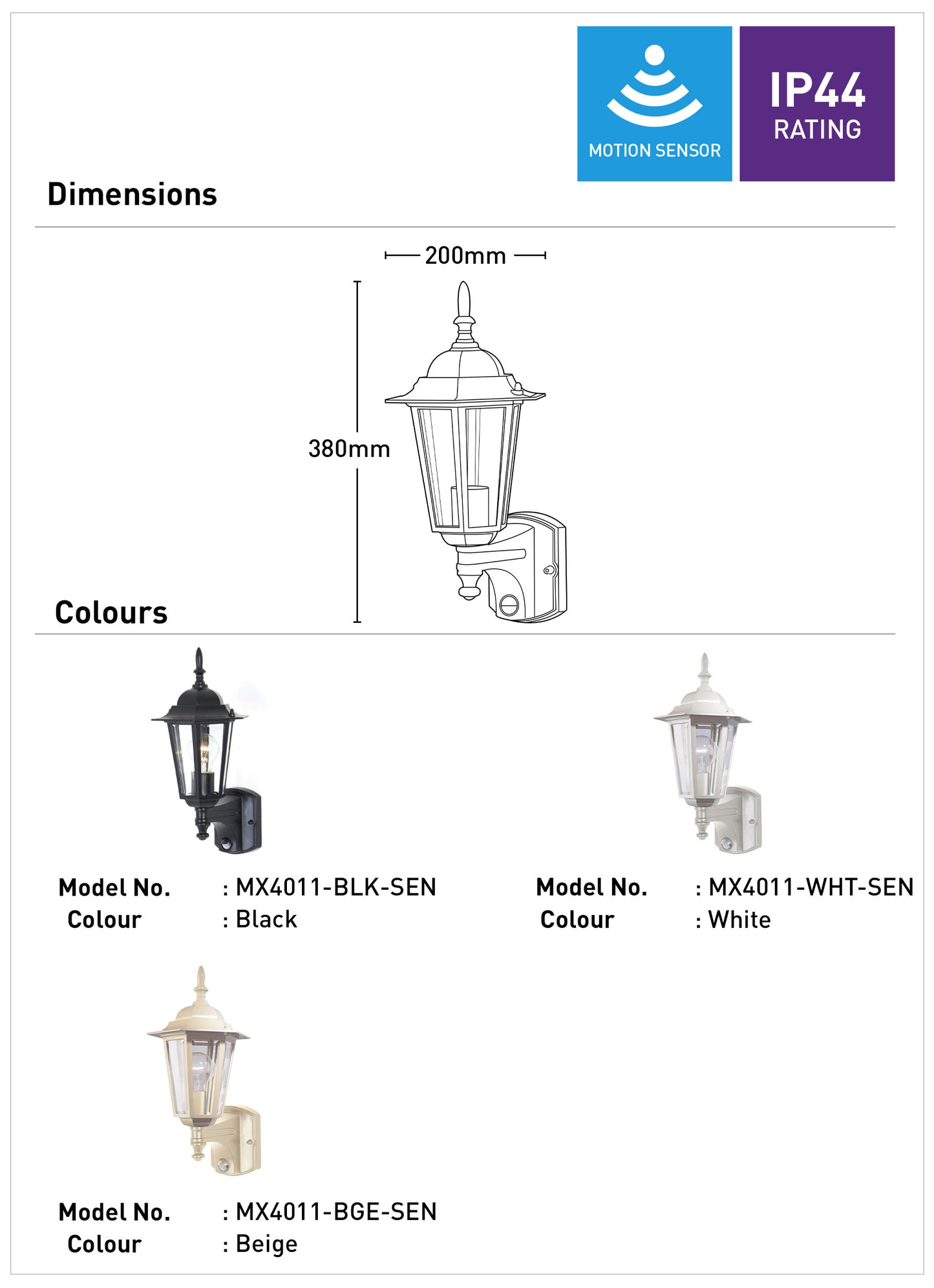 Tilbury Outdoor Coach Light with Sensor – Mercator