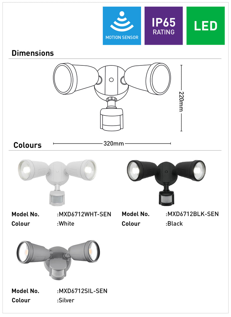 Otto II 2Lt LED Security Floodlight with Sensor – Mercator