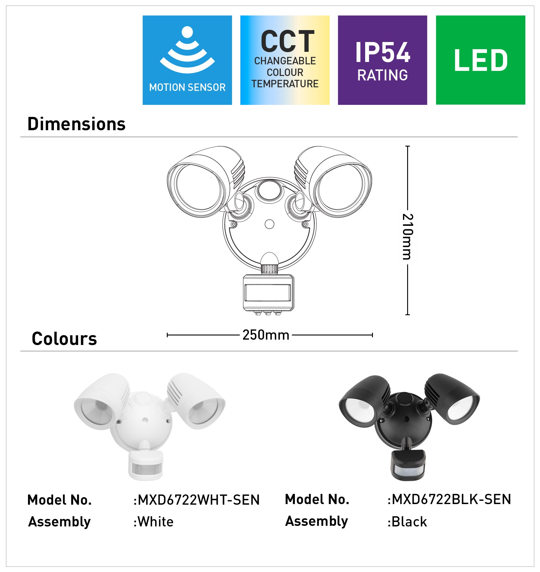 Cicero LED Security Flood Light with PIR Sensor – Mercator