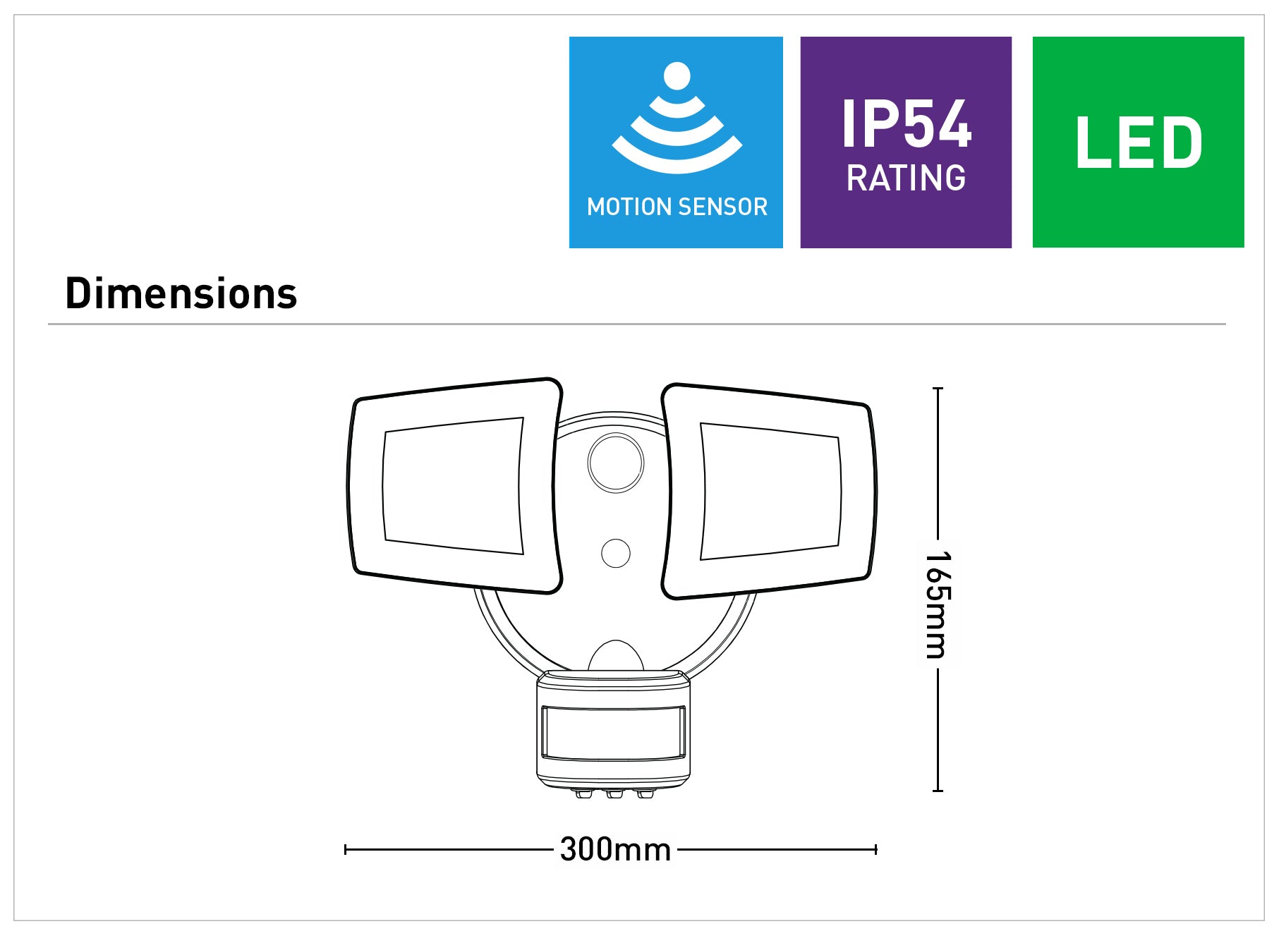 Onyx Twin Head LED Security Flood Light with PIR Sensor – Mercator