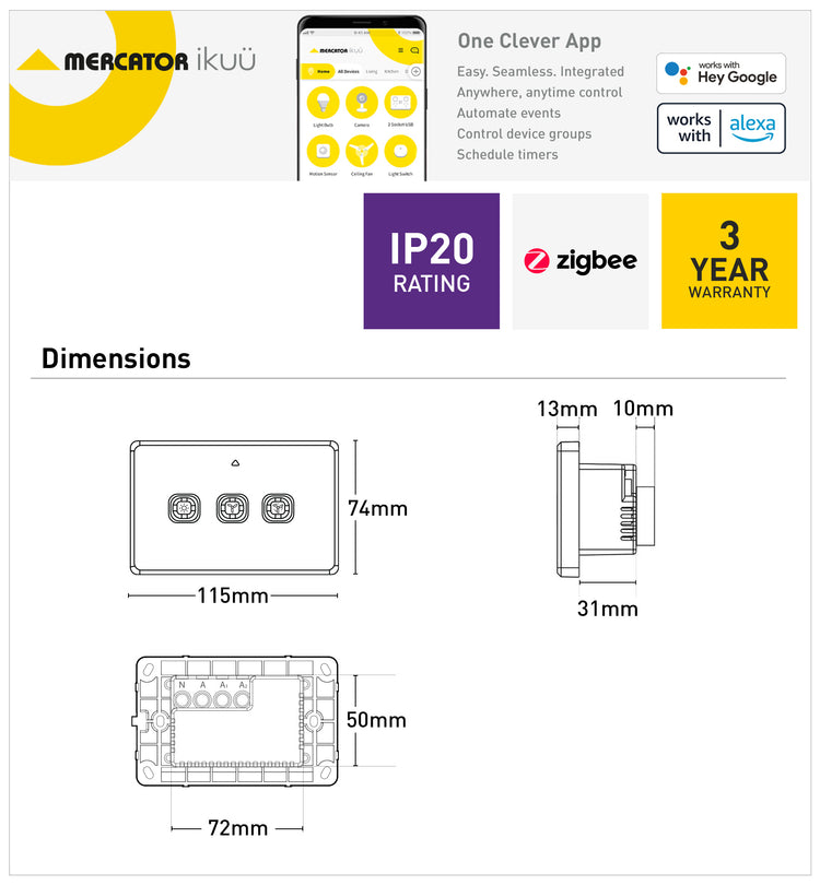 Ikuü Smart Zigbee AC Fan Controller With Light Switch – Mercator