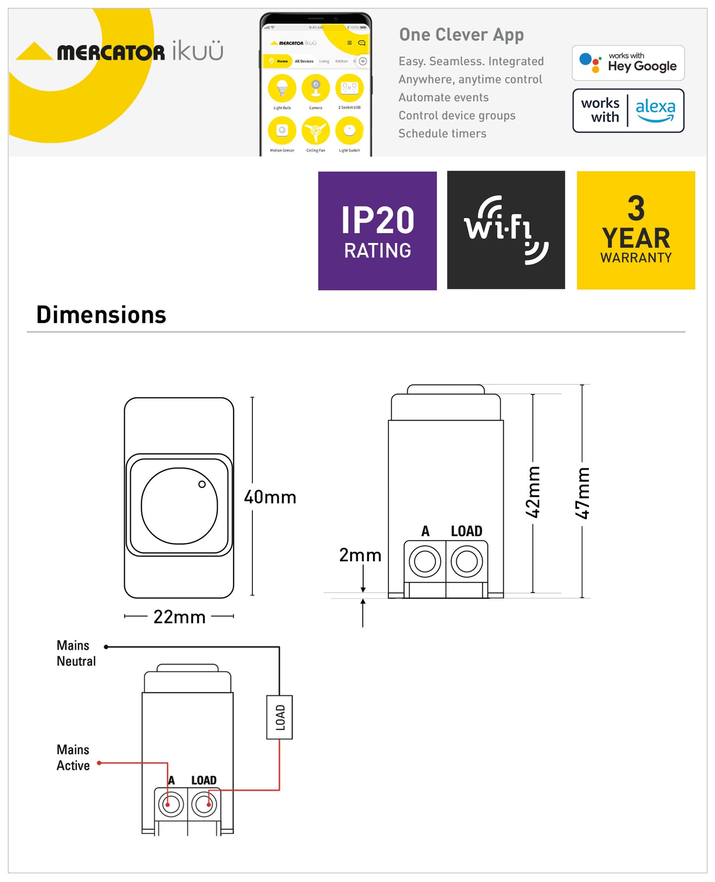 Ikuü Smart Wi-Fi Push Switch Mechanism - No Neutral Required – Mercator